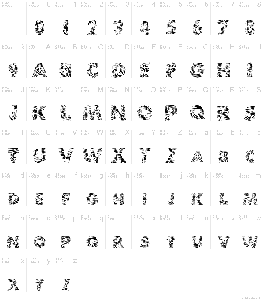 101 Zebra Print font