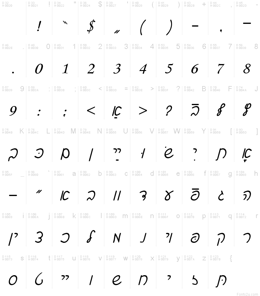 Ain Yiddishe Font Cursiv font