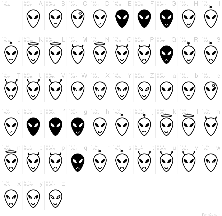 Alien faces St font