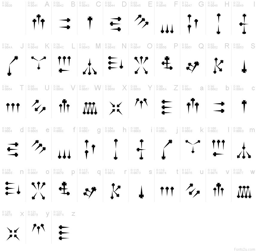 Alphabet of Daggers font