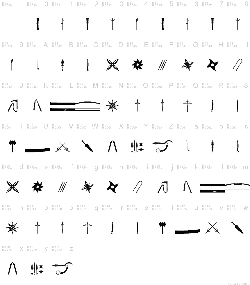 Ancient Weapons font