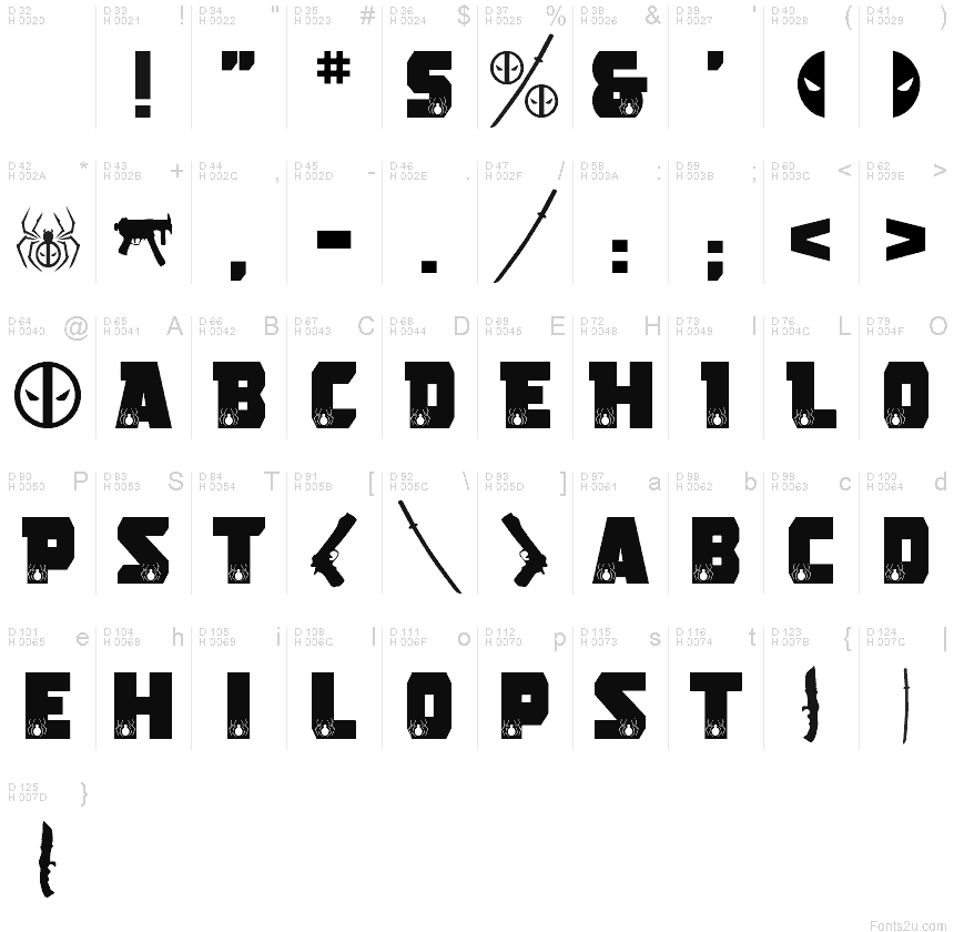 THE DESPICABLE DEADPOOL font